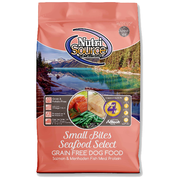 NutriSource Dog Dry Seafood Select Small Bite Grain Free Salmon, 5-lb ...